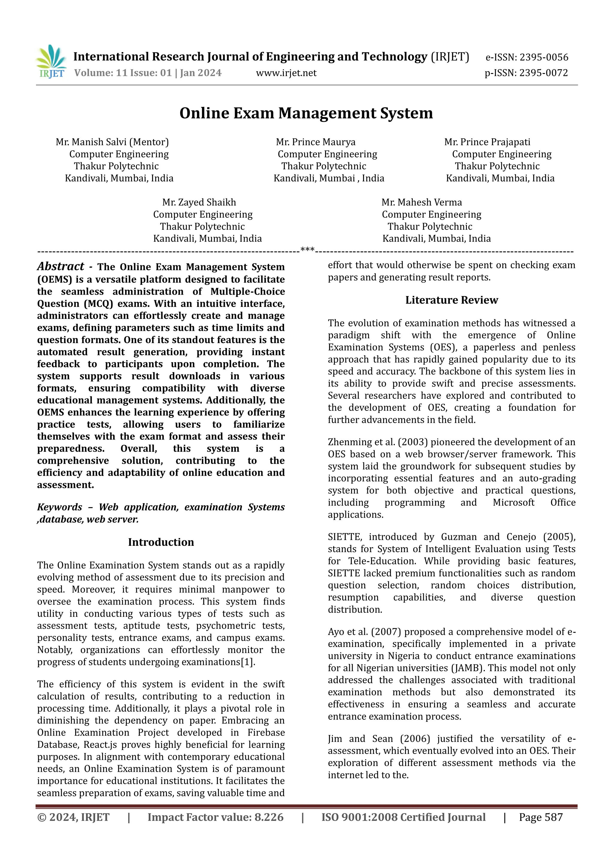 Online Exam Management System | PDF