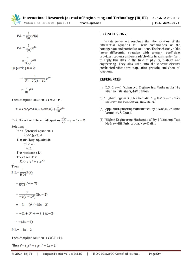 Solving Linear Differential Equations with Constant Coefficients | PDF | Physics | Science