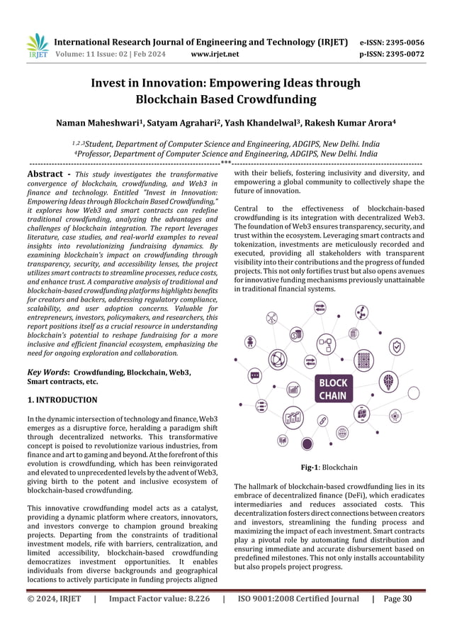 Invest in Innovation: Empowering Ideas through Blockchain Based Crowdfunding | PDF | Free Download