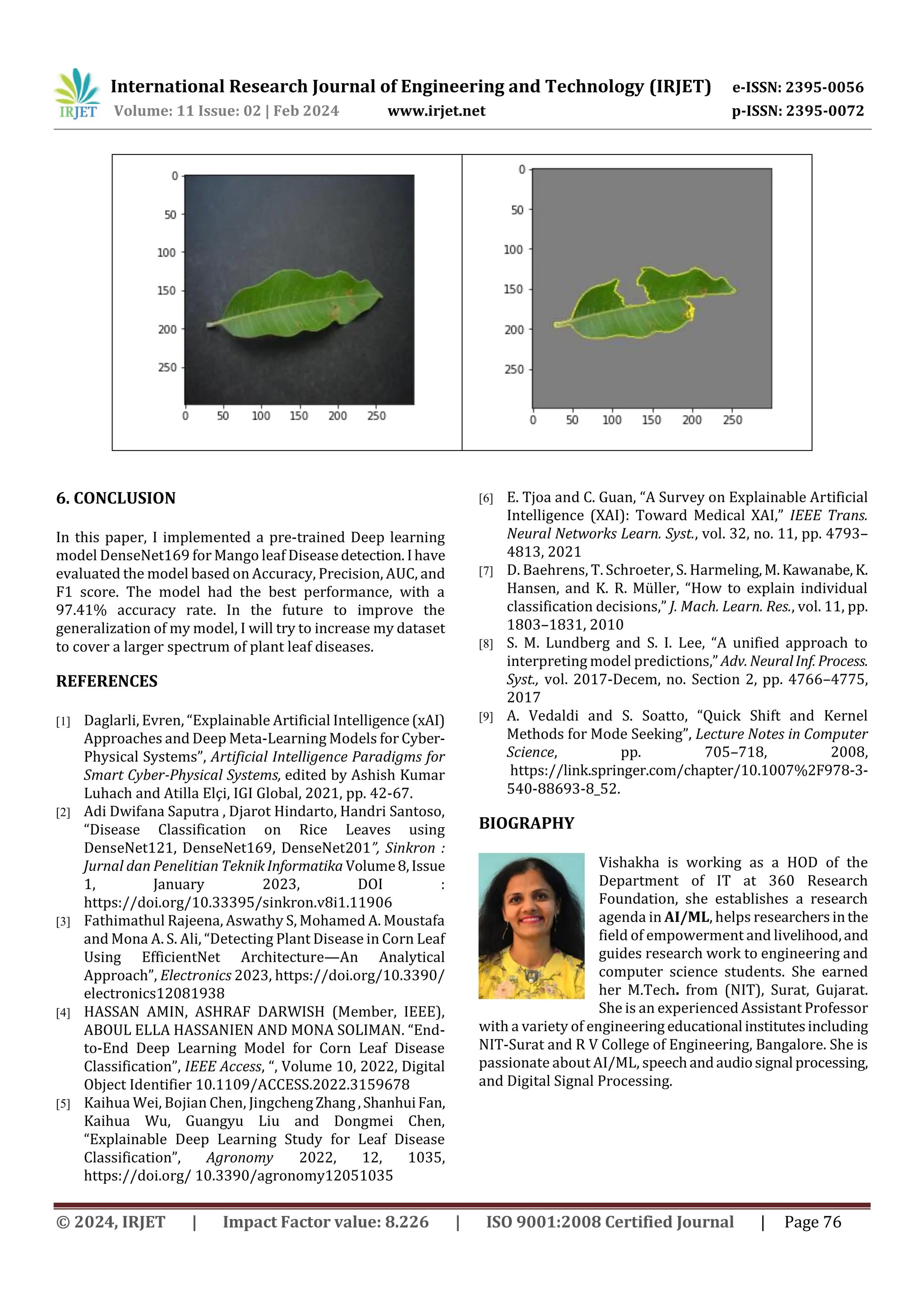 Explainable Ai Xai Using Lime And Disease Detection In Mango Leaf By Transfer Learning Approach