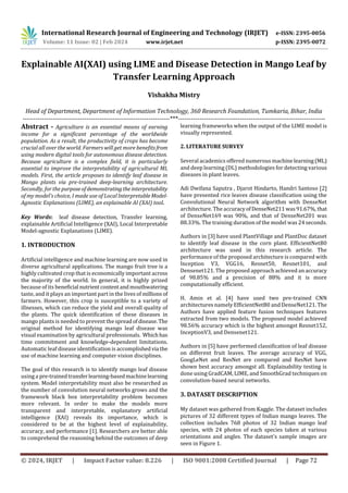 Explainable AI(XAI) using LIME and Disease Detection in Mango Leaf by Transfer Learning Approach ...