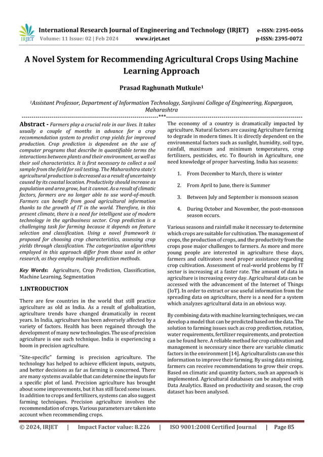 A Novel System for Recommending Agricultural Crops Using Machine ...