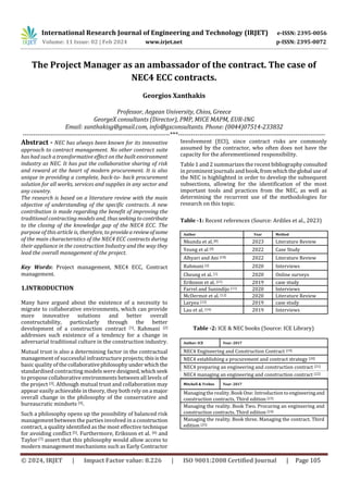 The Project Manager as an ambassador of the contract. The case of NEC4 ...