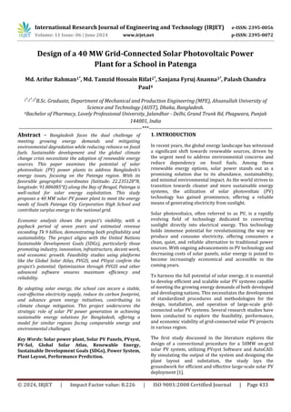 design of 40 MW grid connected solar PV power plant | PDF