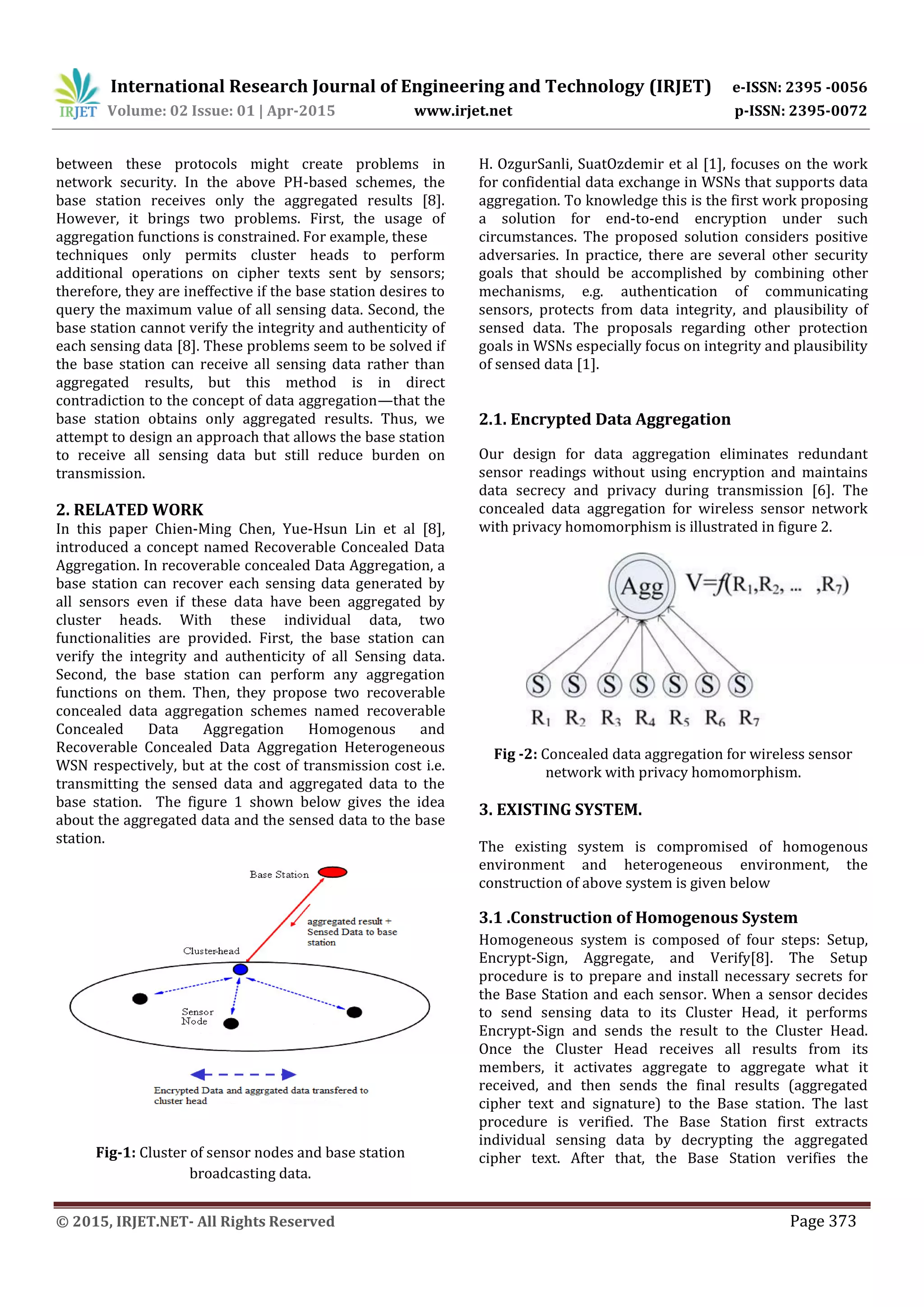 Irjet Structure Less Efficient Data Aggregation And Data Integrity In Sensor Network Pdf