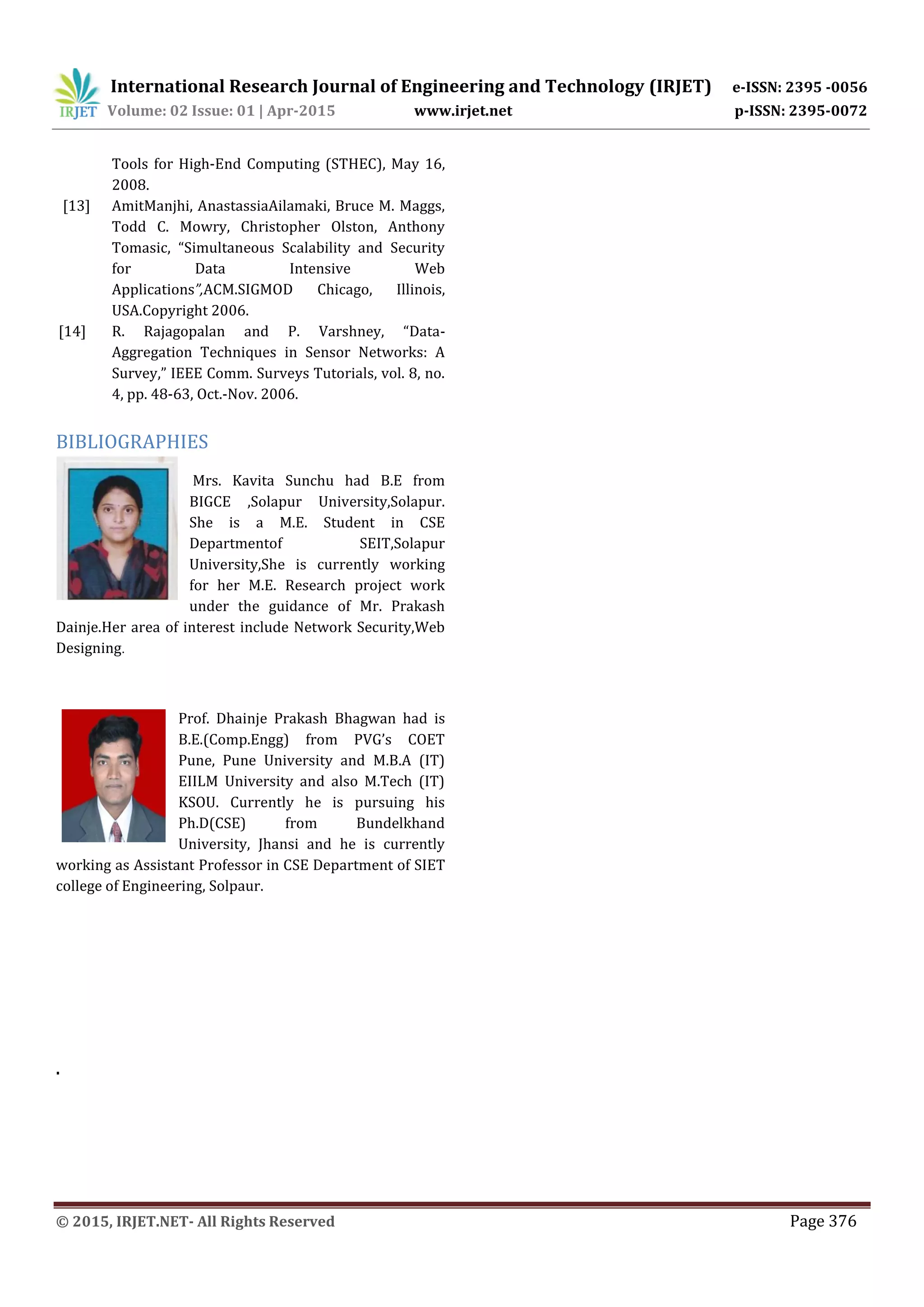 IRJET-Structure less Efficient Data Aggregation and Data Integrity in Sensor Network | PDF