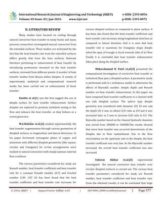 Experimental Investigation of a Dimpled Plate by Natural Convection ...