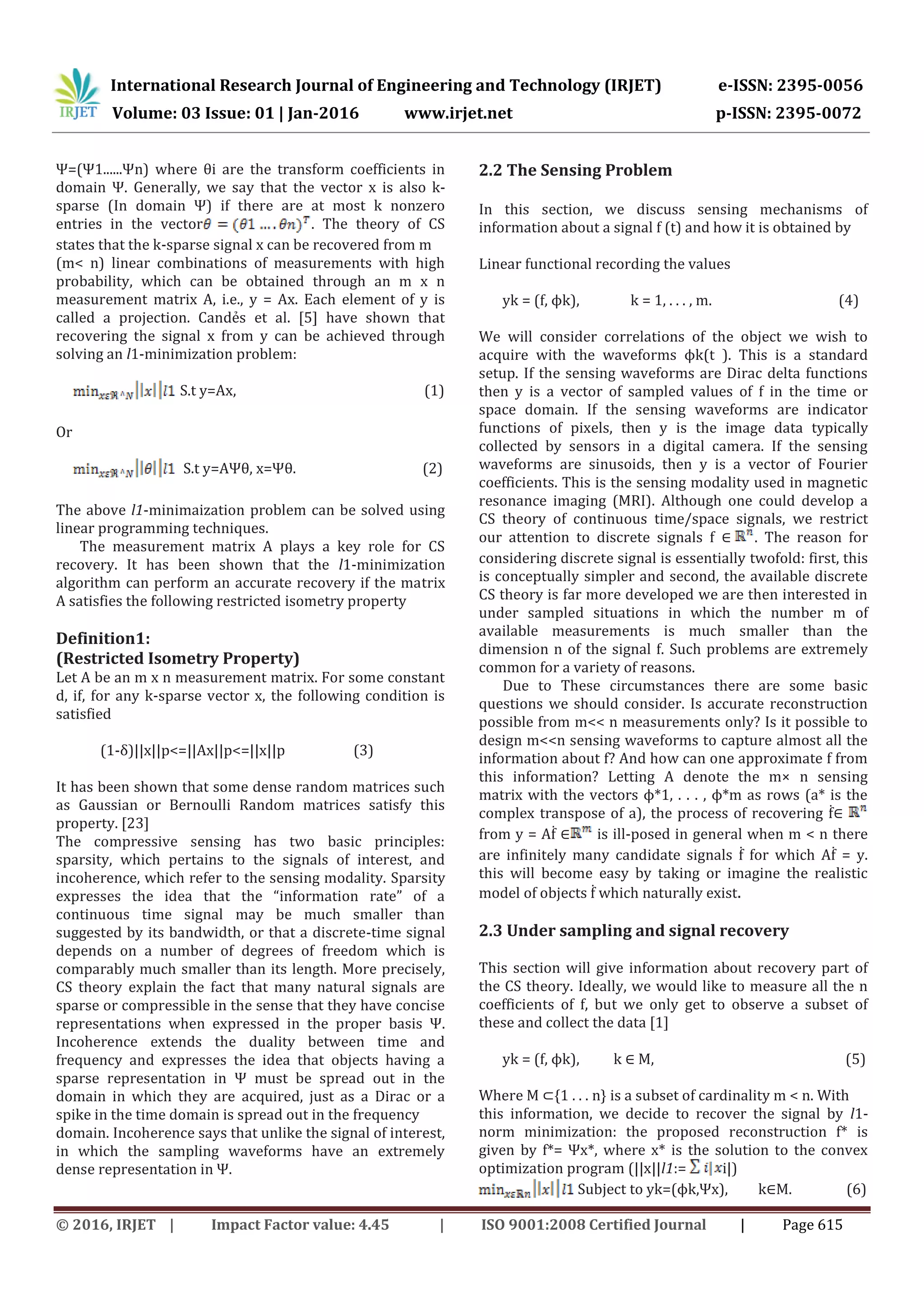 Efficient Data Gathering with Compressive Sensing in Wireless Sensor Networks | PDF