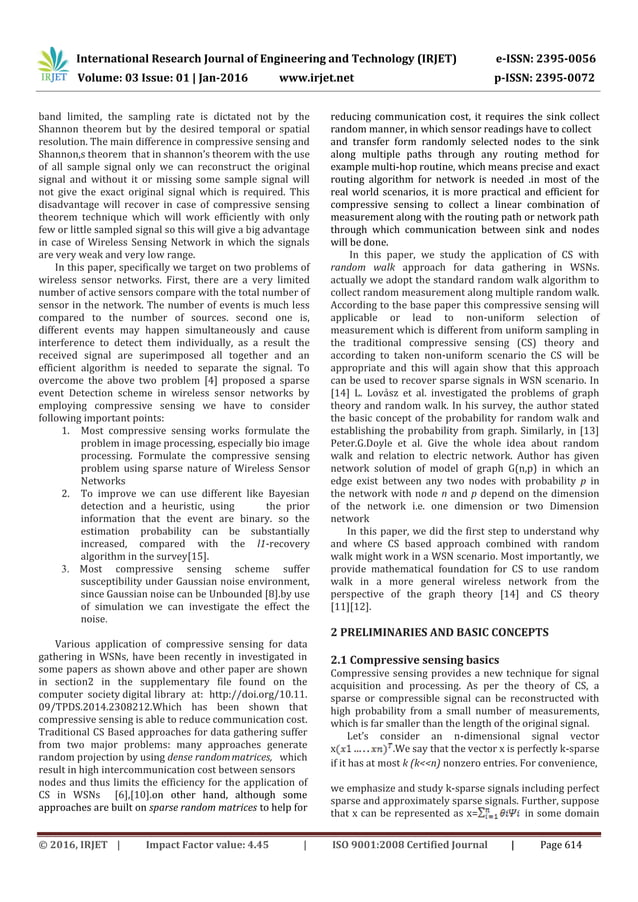 Efficient Data Gathering with Compressive Sensing in Wireless Sensor Networks | PDF