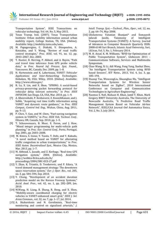 Real–Time Intelligent Transportation System based on VANET | PDF | Computer Networking | Computing