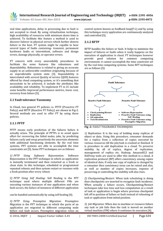 A Comparative Review on Fault Tolerance methods and models in Cloud Computing | PDF