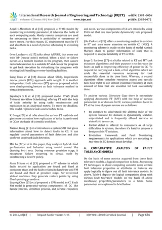 A Comparative Review on Fault Tolerance methods and models in Cloud Computing | PDF