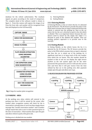 Smart Car Parking System Using FPGA and E-Application | PDF