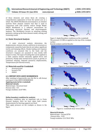 Modeling and Stress Analysis Of Crankshaft Using FEM Package ANSYS | PDF