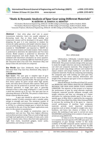 Static & Dynamic Analysis of Spur Gear using Different Materials | PDF