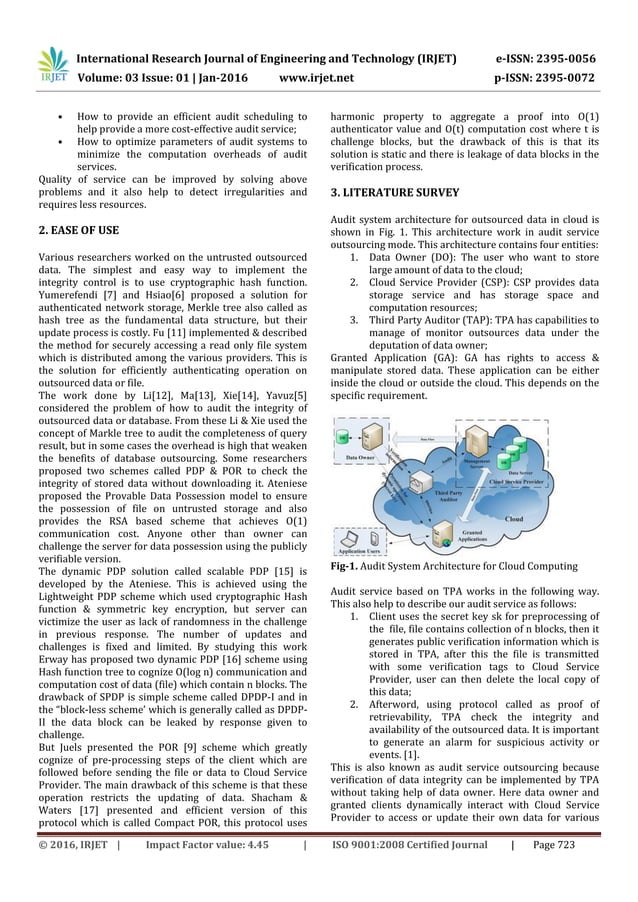 Development of Effective Audit Service to Maintain Integrity of Migrated Data in Cloud | PDF