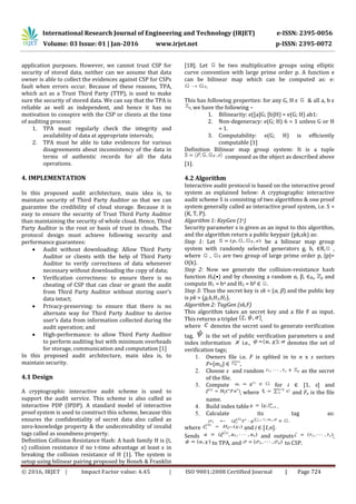 Development of Effective Audit Service to Maintain Integrity of Migrated Data in Cloud | PDF
