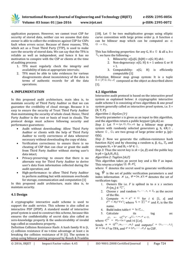 Development of Effective Audit Service to Maintain Integrity of Migrated Data in Cloud | PDF