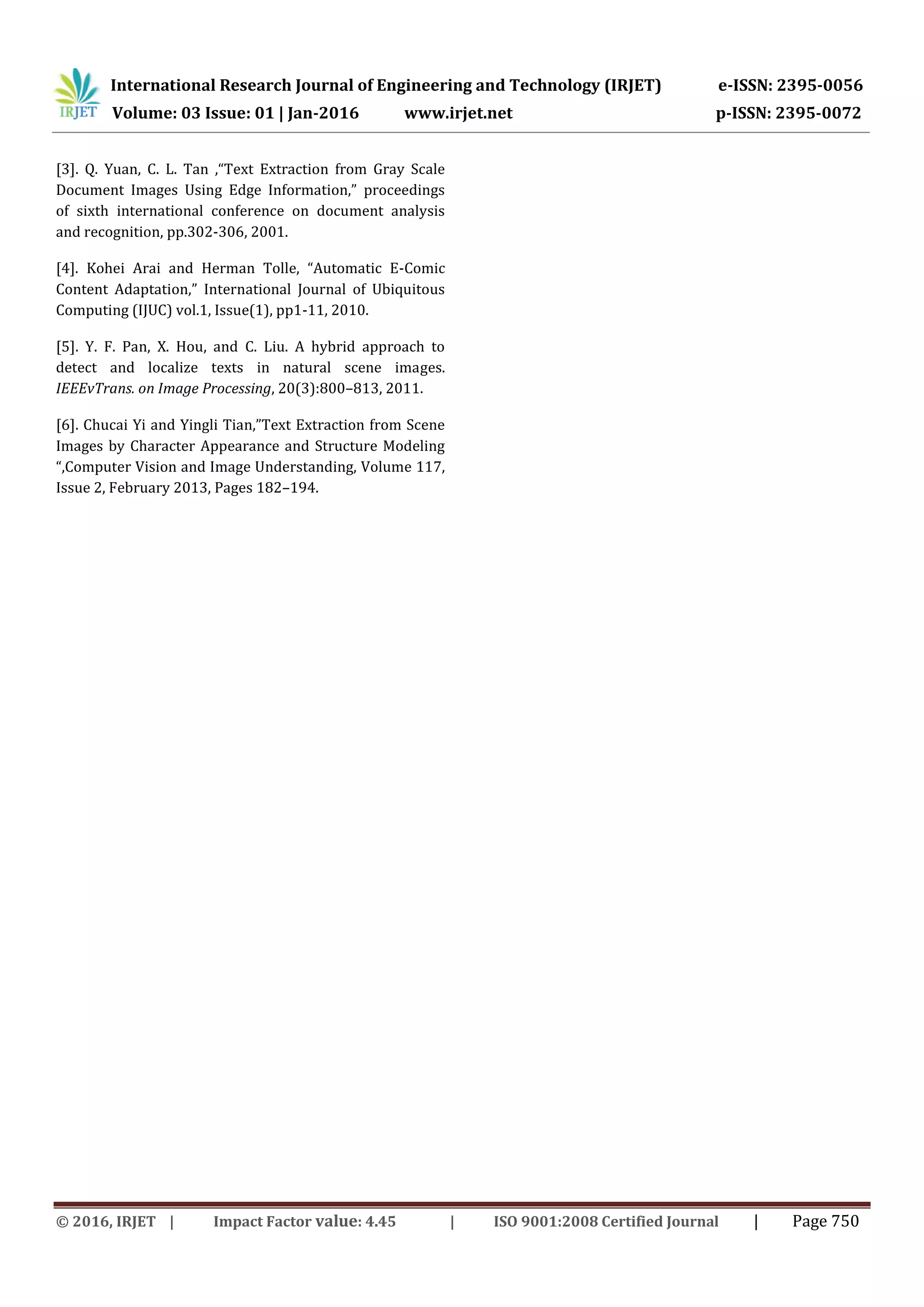 Text Extraction from Image Using GAMMA Correction Method. | PDF