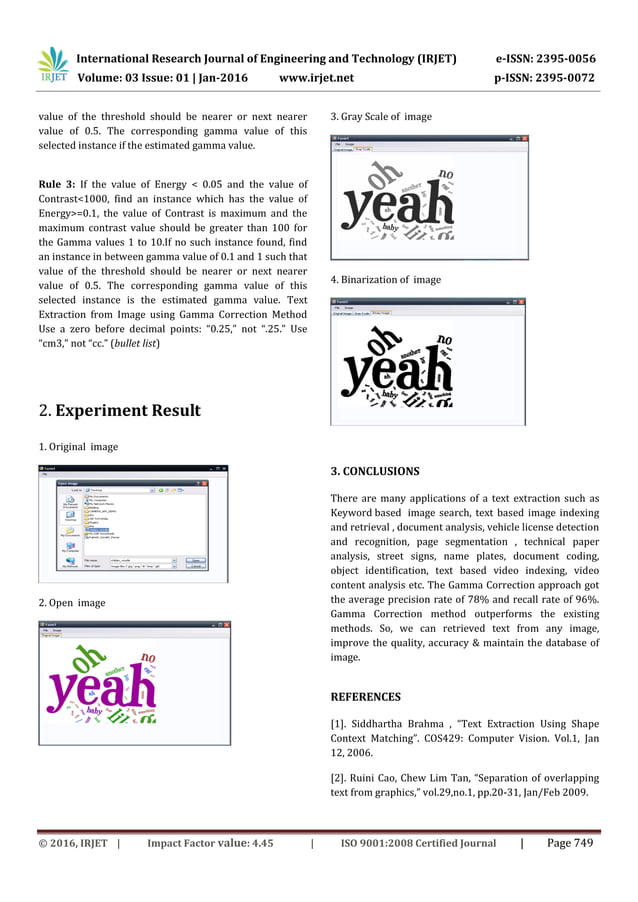 Text Extraction from Image Using GAMMA Correction Method. | PDF