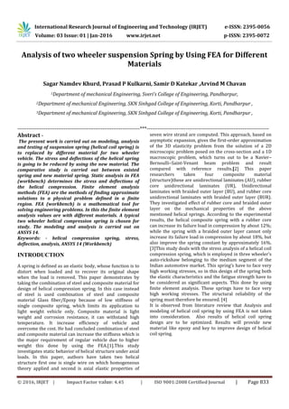 Analysis of two wheeler suspension Spring by Using FEA for Different ...