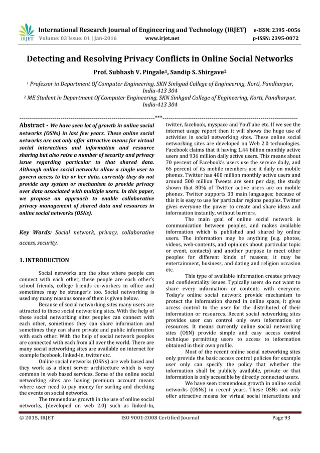 Detecting and Resolving Privacy Conflicts in Online Social Networks | PDF