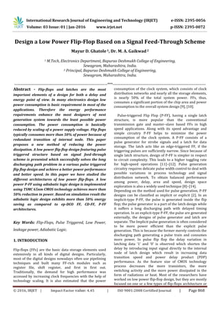 Design a Low Power Flip-Flop Based on a Signal Feed-Through Scheme | PDF