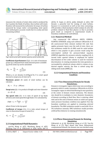 CFD Analysis Of Savonius Vertical Axis Wind Turbine: A Review | PDF | Sailing | Sports