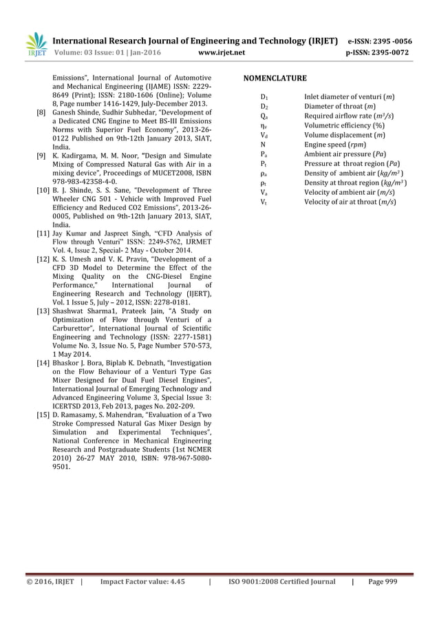 Performance and Emission Improvement through Optimization of Venturi ...