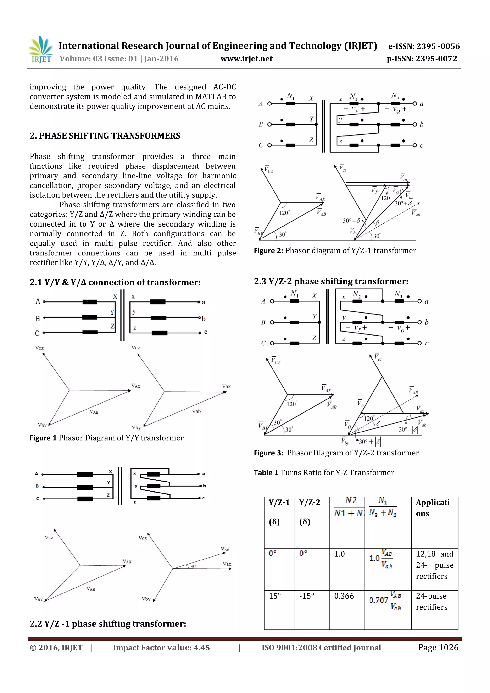 Multi Pulse Rectifier Using Different Phase Shifting Transformers and its THD Comparison for ...