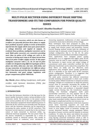 Multi Pulse Rectifier Using Different Phase Shifting Transformers and ...