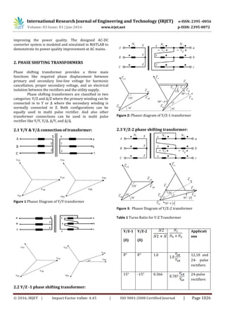 Multi Pulse Rectifier Using Different Phase Shifting Transformers and its THD Comparison for ...