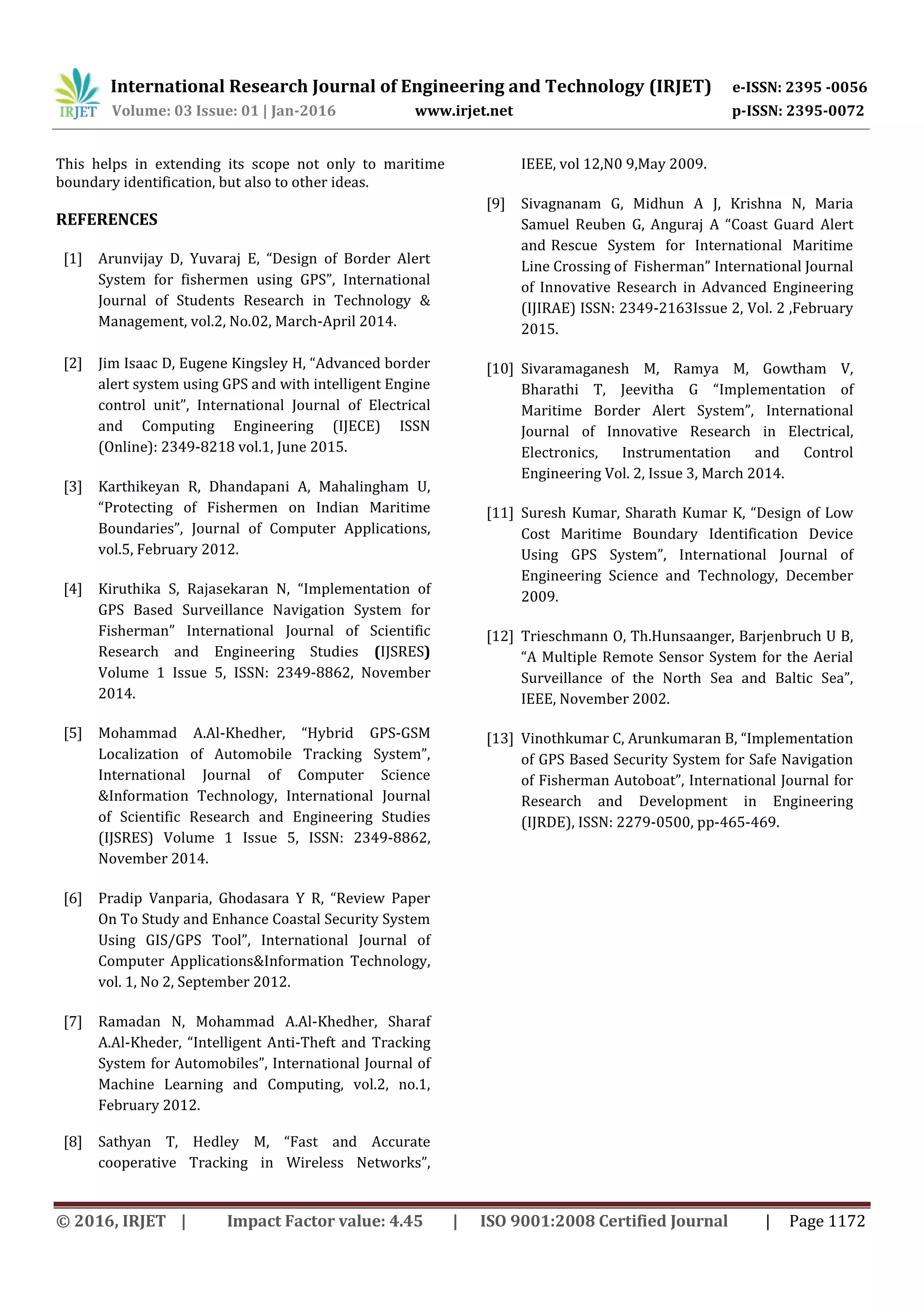 Intelligent Navigation System for Fishing Boats Using GPS | PDF