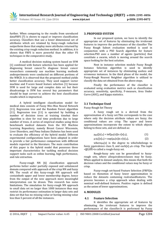 Diagnosis of Cancer using Fuzzy Rough Set Theory | PDF