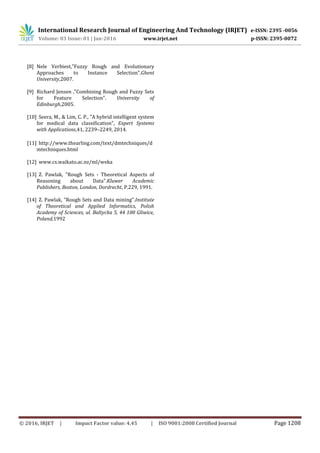 Diagnosis of Cancer using Fuzzy Rough Set Theory | PDF