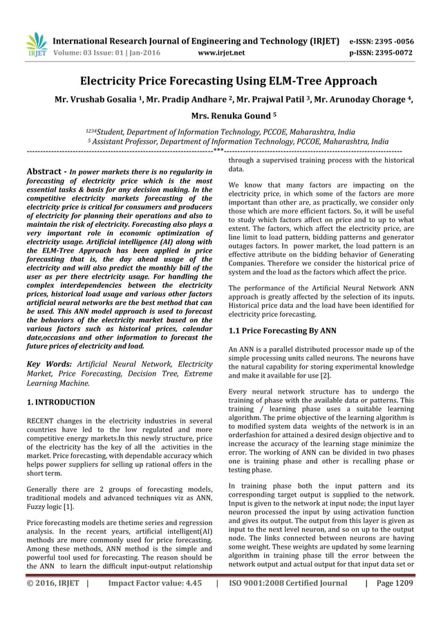 Electricity Price Forecasting Using ELM-Tree Approach | PDF