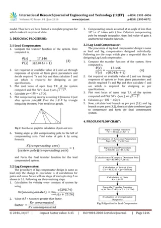 Compensator Design for Speed Control of DC Motor by Root Locus Approach using MATLAB | PDF ...