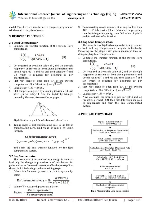 Compensator Design For Speed Control Of Dc Motor By Root Locus Approach Using Matlab Pdf
