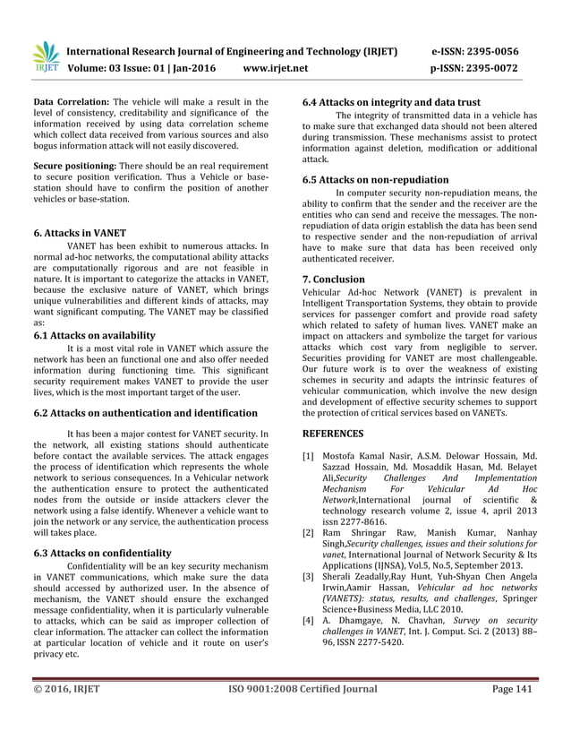 Overview Of Vanet With Its Features And Security Attacks Pdf Computer Networking Computing