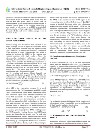 A Peak to Average Power Ratio (PAPR) Reduction in OFDM Systems | PDF