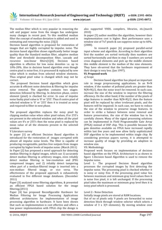 FPGA Implementation of Decision Based Algorithm for Removal of Impulse Noise | PDF