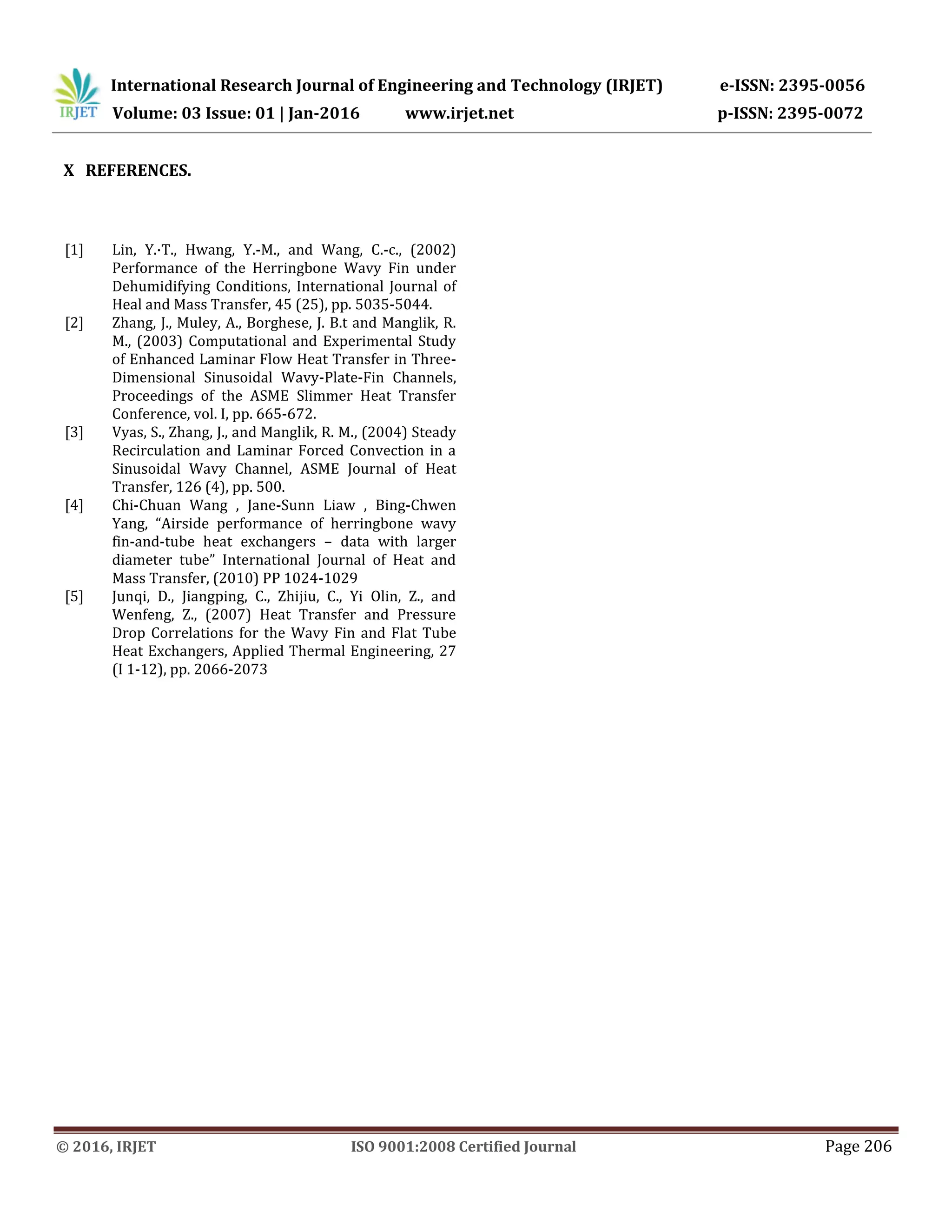 Heat Transfer Enhancement using Herringbone wavy & Smooth Wavy fin Heat ...