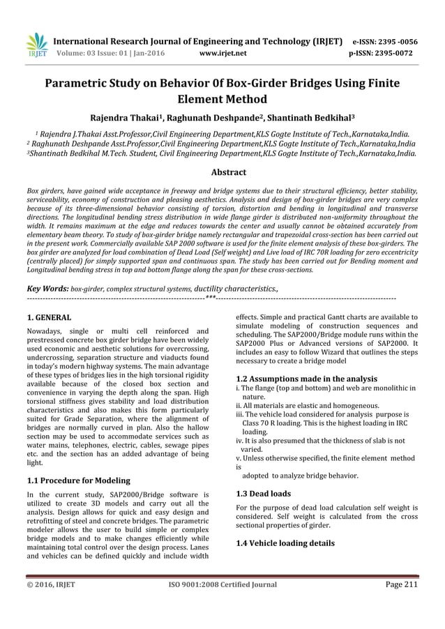 Parametric Study on Behavior 0f Box-Girder Bridges Using Finite Element Method | PDF | Civil ...