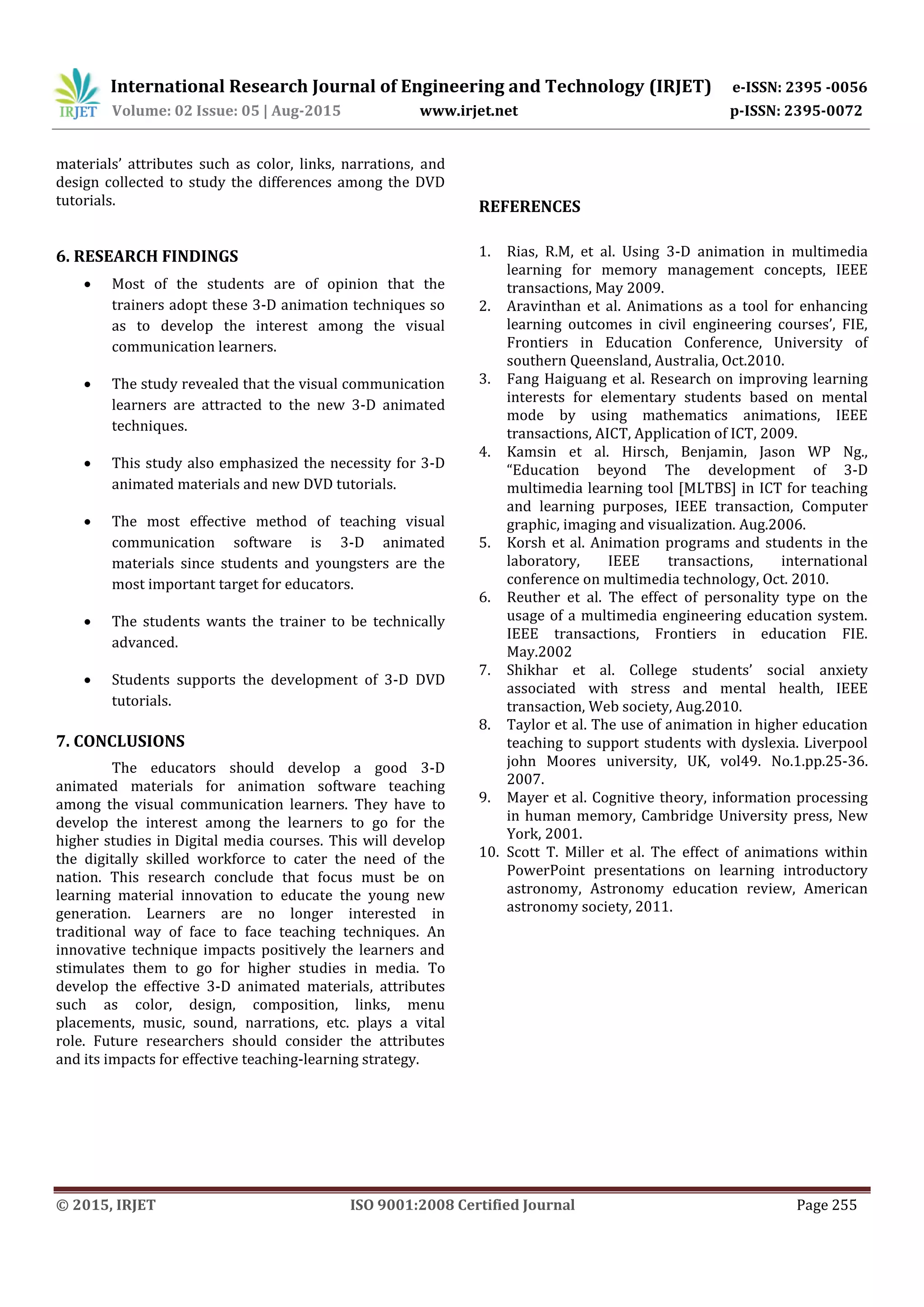 3-D Animation For Effective Memory | PDF