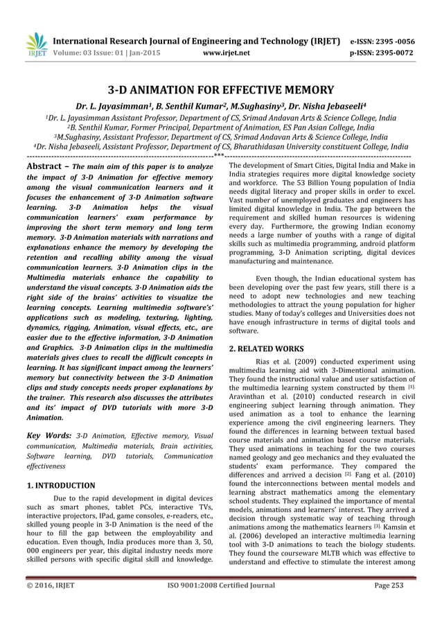 3-D Animation For Effective Memory | PDF