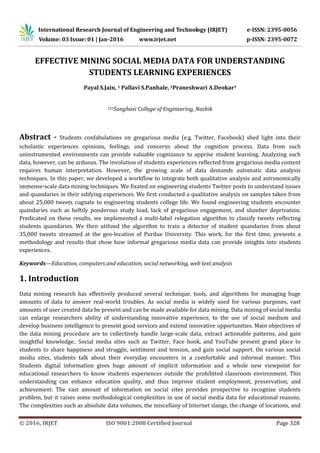 Effective Mining Social Media Data for Understanding Students Learning Experiences | PDF