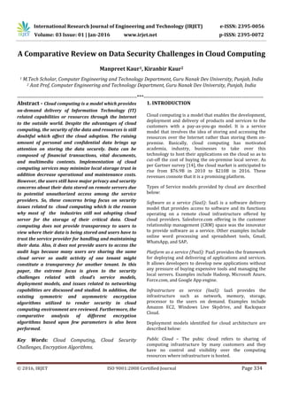 A Comparative Review on Data Security Challenges in Cloud Computing | PDF