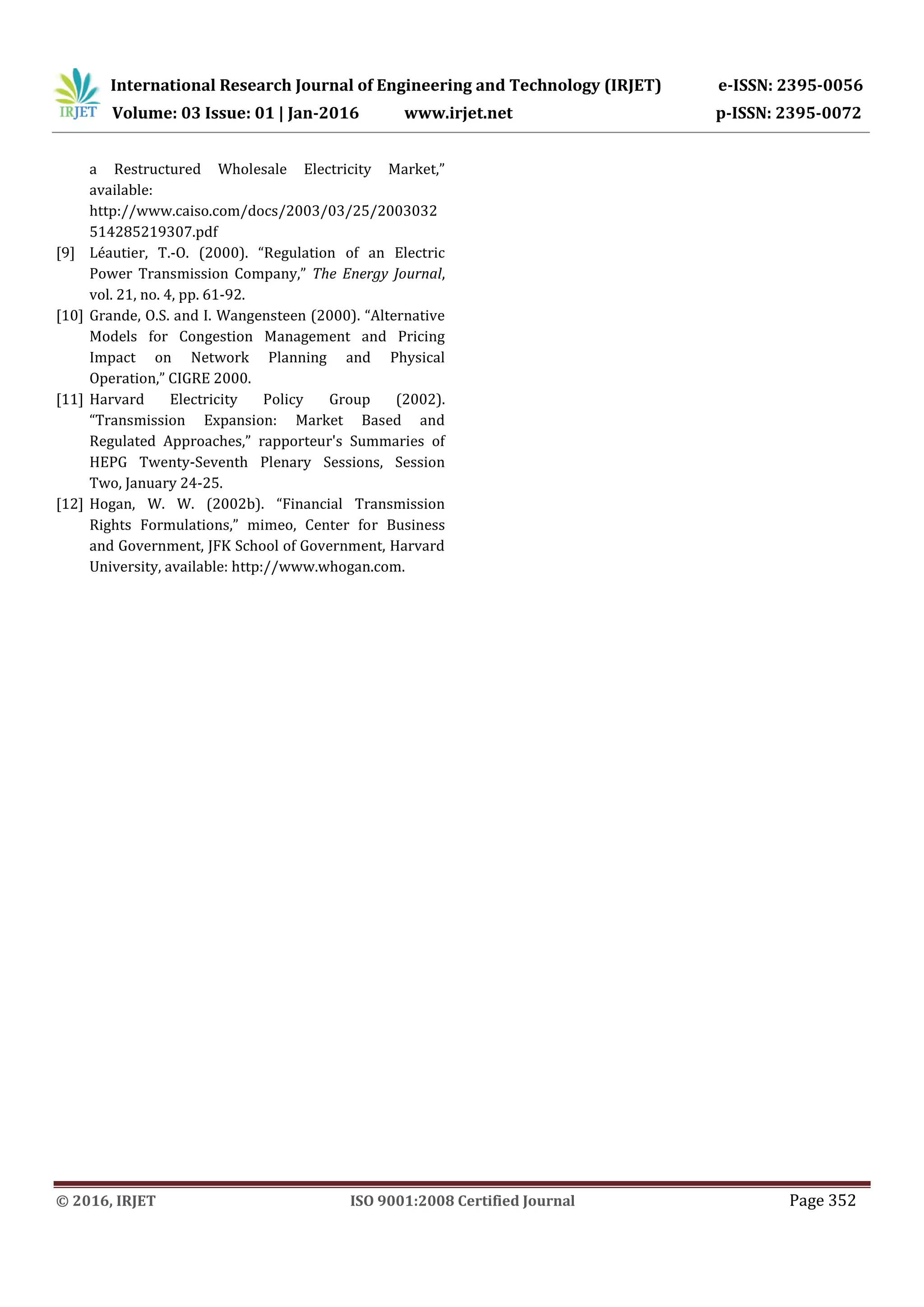 Financial Transmission Right effects on transmission expansion | PDF