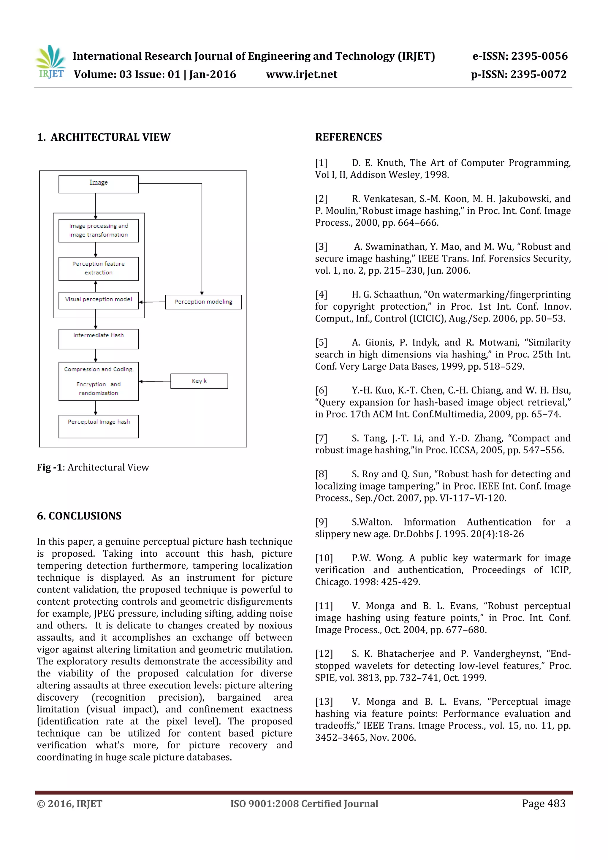 A Survey on Perceptual image hash for authentication of content | PDF