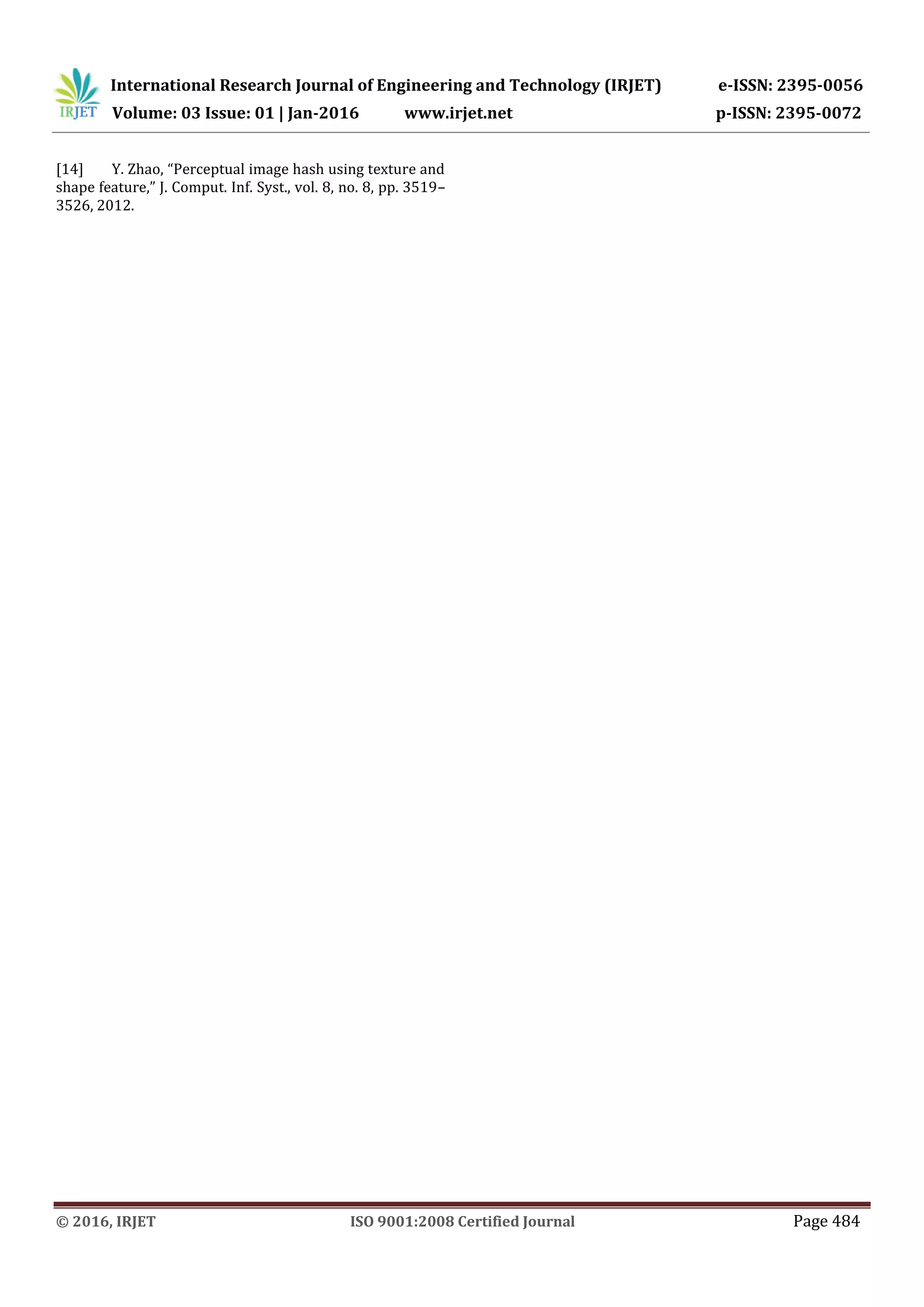 A Survey on Perceptual image hash for authentication of content | PDF